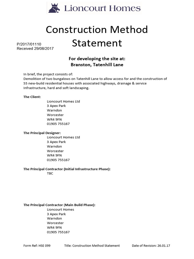 Construction Method Statement | PDF | Waste | Road