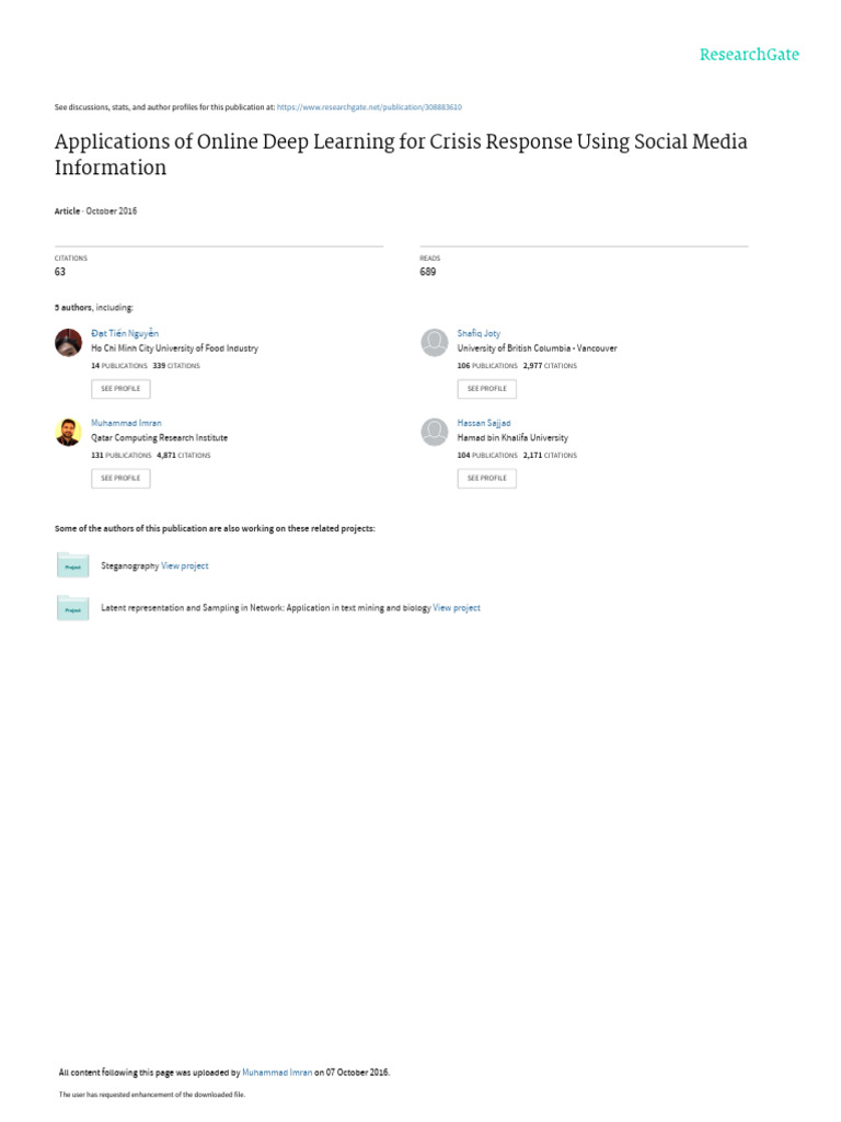 Applications of Deep Learning For Crisis Response | PDF | Deep Learning ...