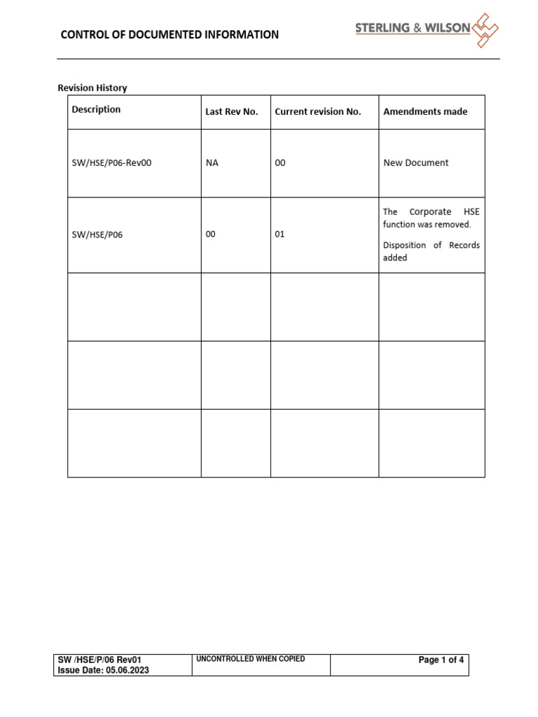 1 - PS - HSE P06 Control of Documented Information | PDF | Technology ...