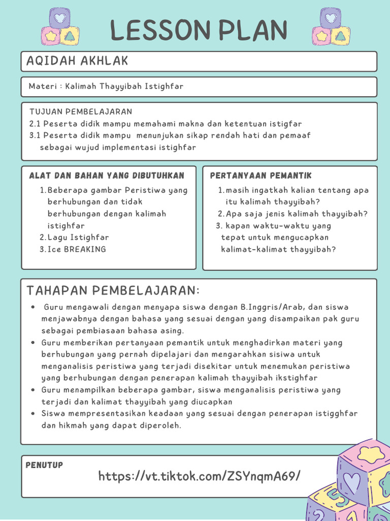 Daily Lesson Plan in Colourful Pastel Doodle Style (17.6 X 25 CM) | PDF