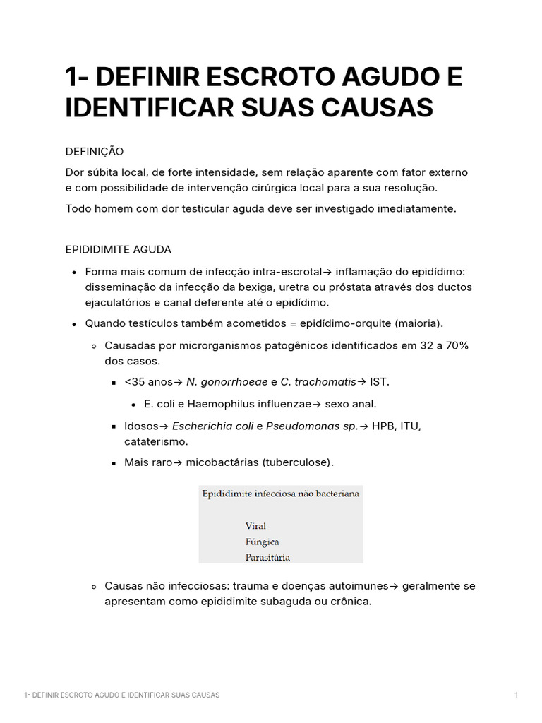 Causas e Diagnóstico de Escroto Agudo | PDF | Urologia | Doenças e ...