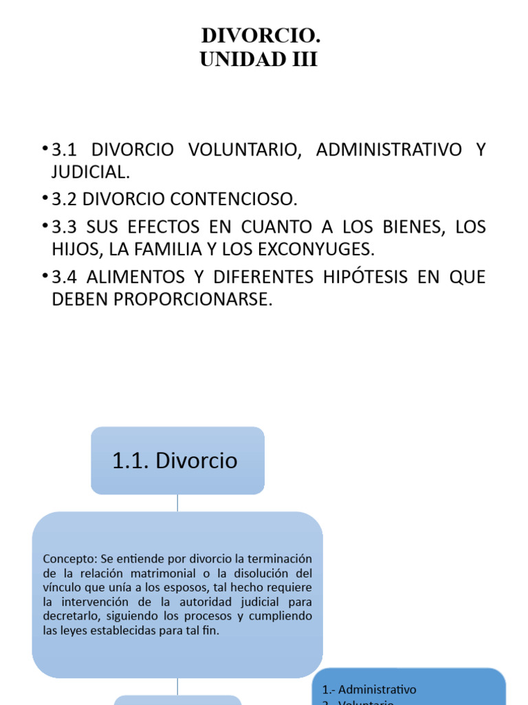 III, IV Divorcio y Concubinato | PDF | Divorcio | Pensión alimenticia