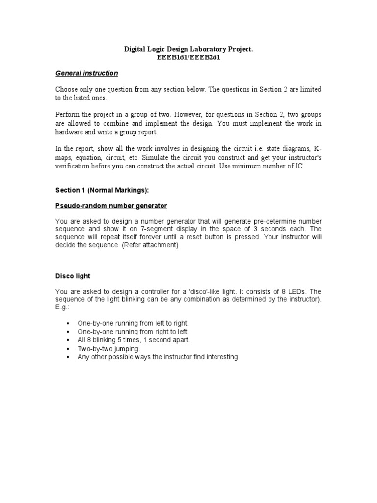 Digital Logic Design Laboratory Project | PDF | Traffic Light ...