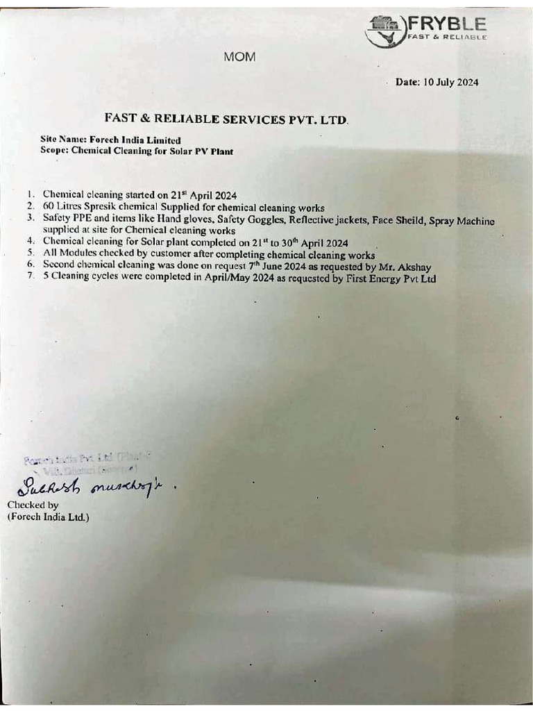 Forech Chemical Cleaning WorksN | PDF