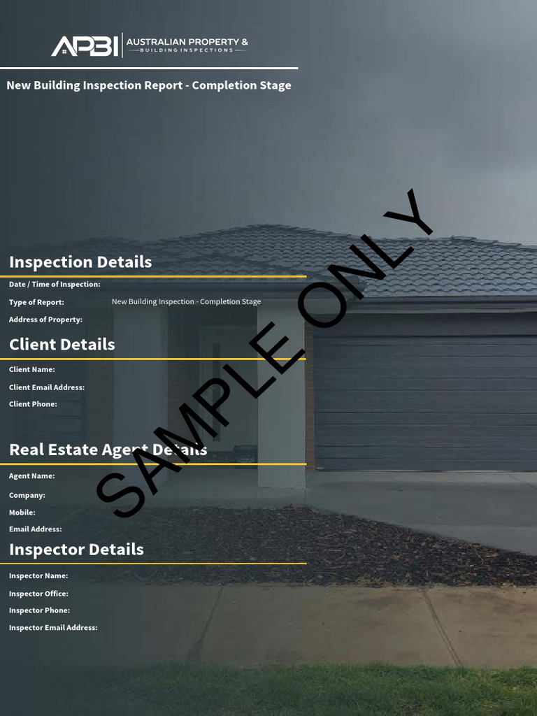 New Building Inspection Completion Stage Report SAMPLE | PDF | Roof ...