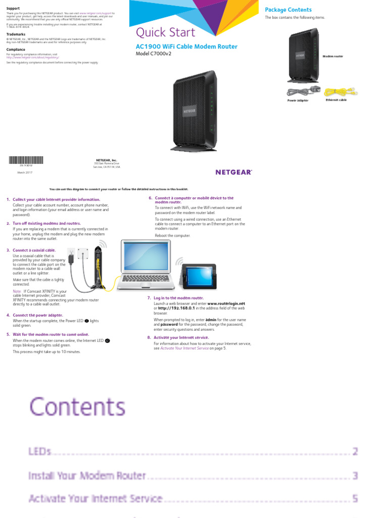 Netgear C7000v2 QSG EN | PDF | Wi Fi | Computer Network