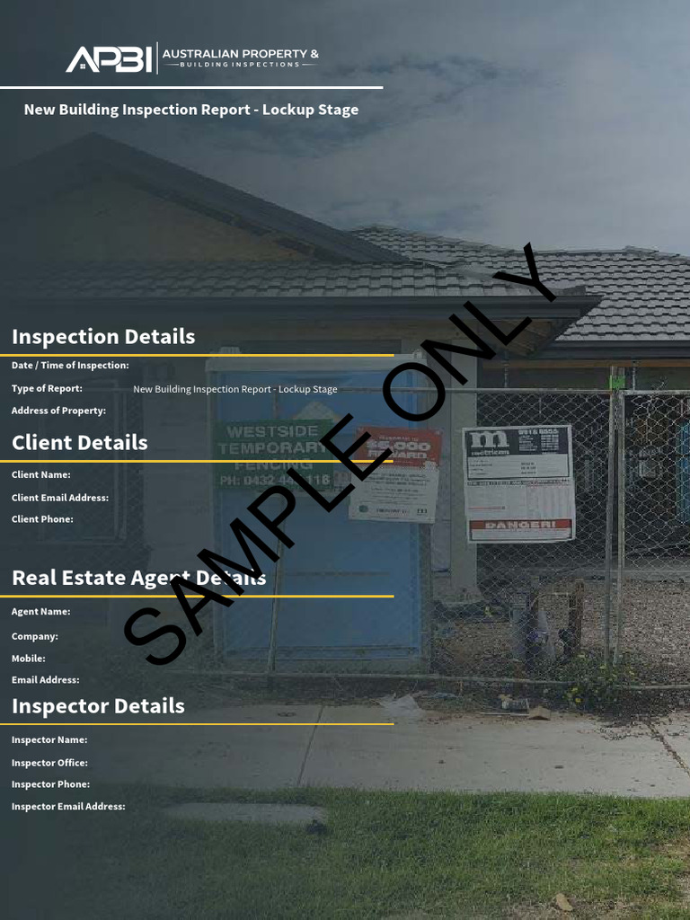 New Building Inspection Lock Up Stage Report SAMPLE | PDF | Roof | Chimney