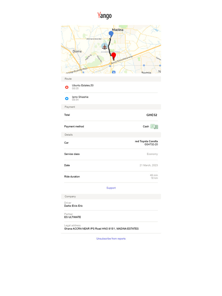 Yango Ride Report For 21 March, 2023 1 | PDF