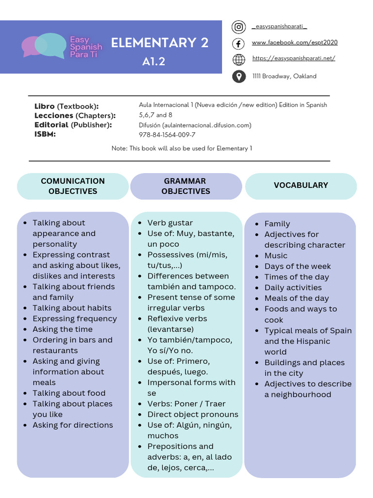Elementary 2 A1.2 | PDF | Verb | Syntax