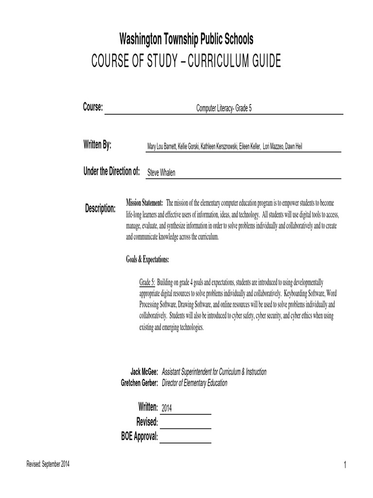Computer Literacy - Grade 5 | PDF | Spreadsheet | Computer Keyboard