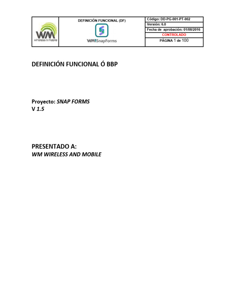 Dd-pg-001-Pt-002 Definicion Funcional DF Snap Forms | PDF | Documento ...