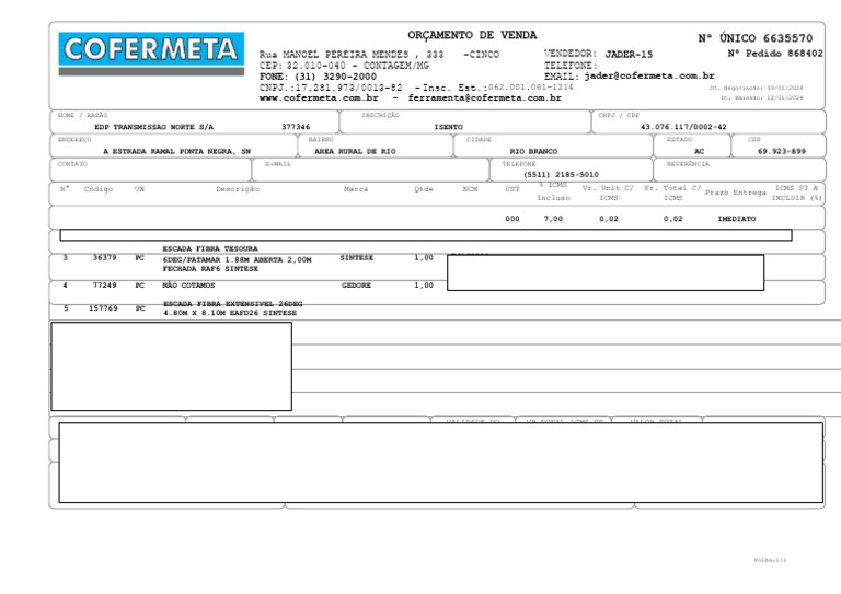 Proposta Técnica - Cofermeta | PDF