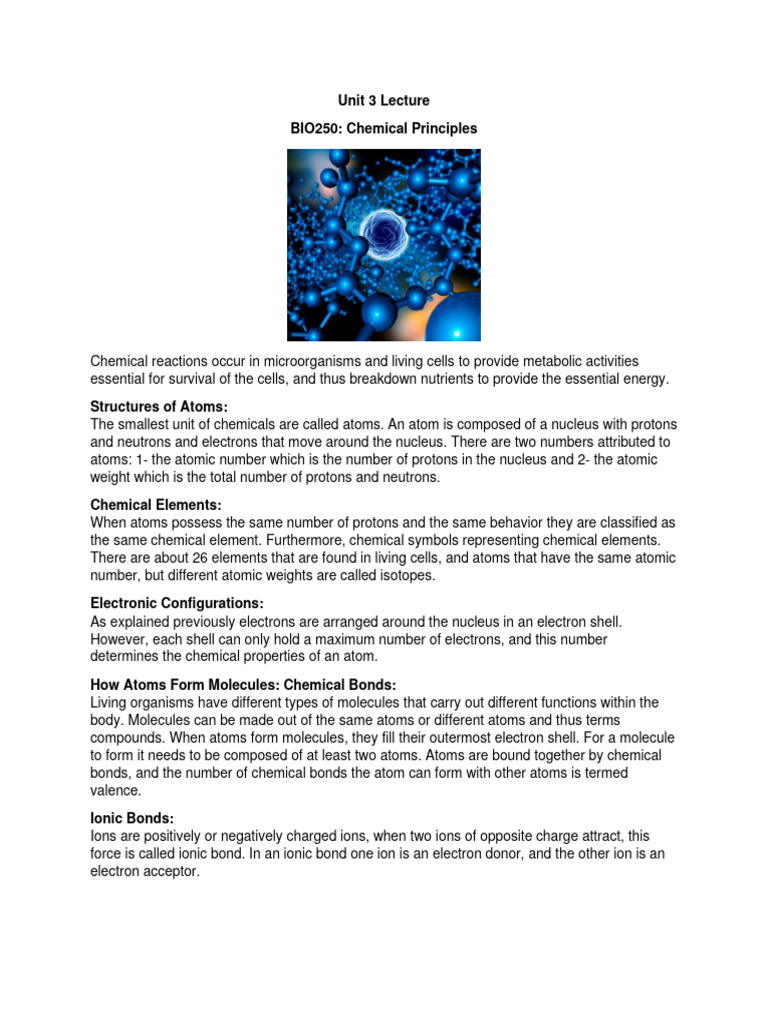 Unit 3 Lecture | PDF | Chemistry | Chemical Bond