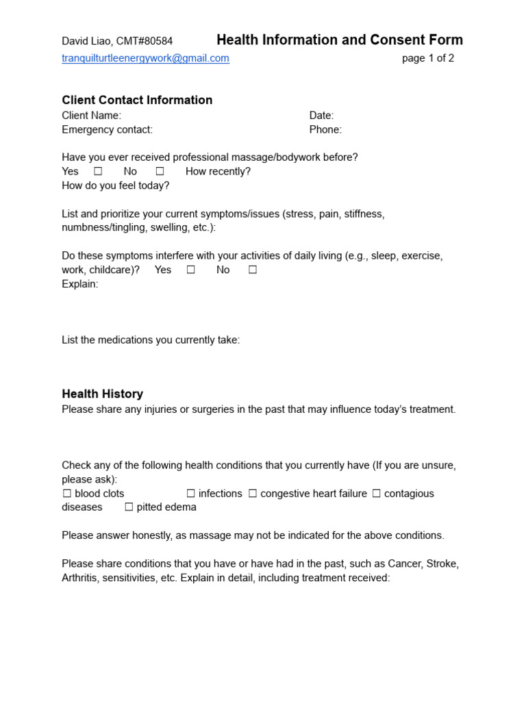 Mobile Health Information and Consent Form, Simple v1.0 | PDF ...