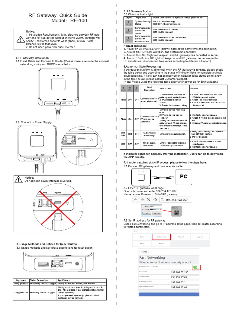 RF-100 Installation Instruction | PDF | Gateway (Telecommunications ...
