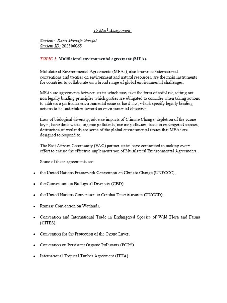 15 Mark Assignment | PDF | Treaty | Ozone Depletion