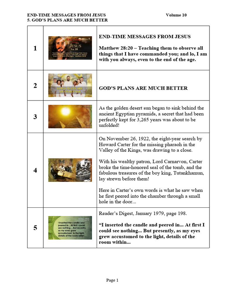 5-God's Plans Are Much Better | PDF | Moses | Tutankhamun