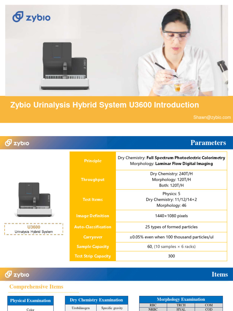 Zybio U3600 Urine Analyzer Overview | PDF | Biology | Laboratory Techniques