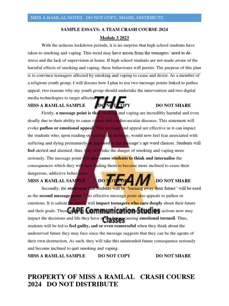 Sample - 3 - A - TEAM - Crash - Course - 2024 - 1 2 | PDF | Adolescence ...