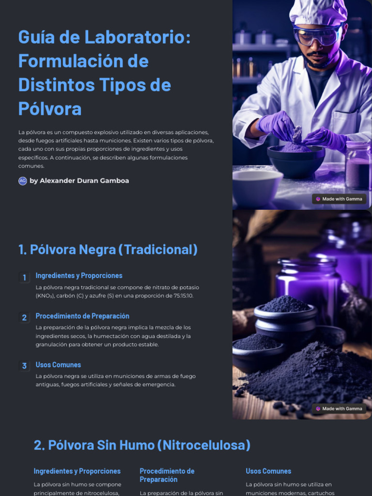 Guia de Laboratorio Formulacion de Distintos Tipos de Polvora | PDF | Pólvora | Pirotécnica