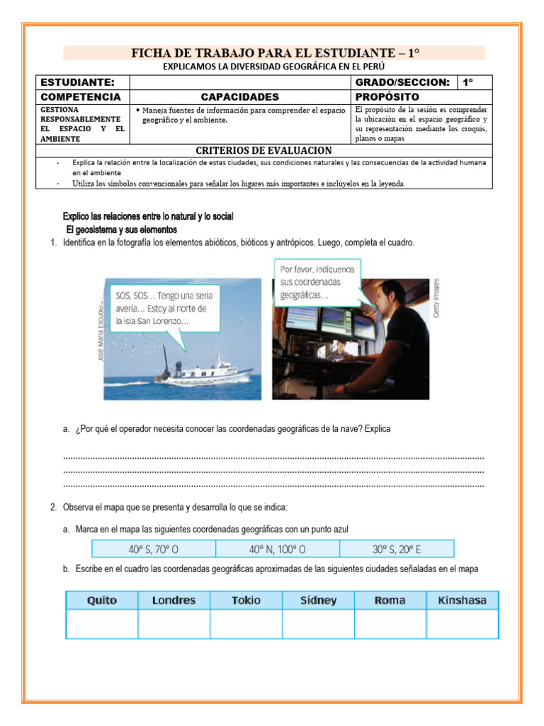 Unidad 8 - Ficha Sem 2 - CC - SS 1° | PDF | Mapa | Ciencias de la Tierra
