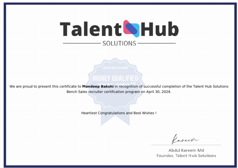 Bench Sales Certification | PDF