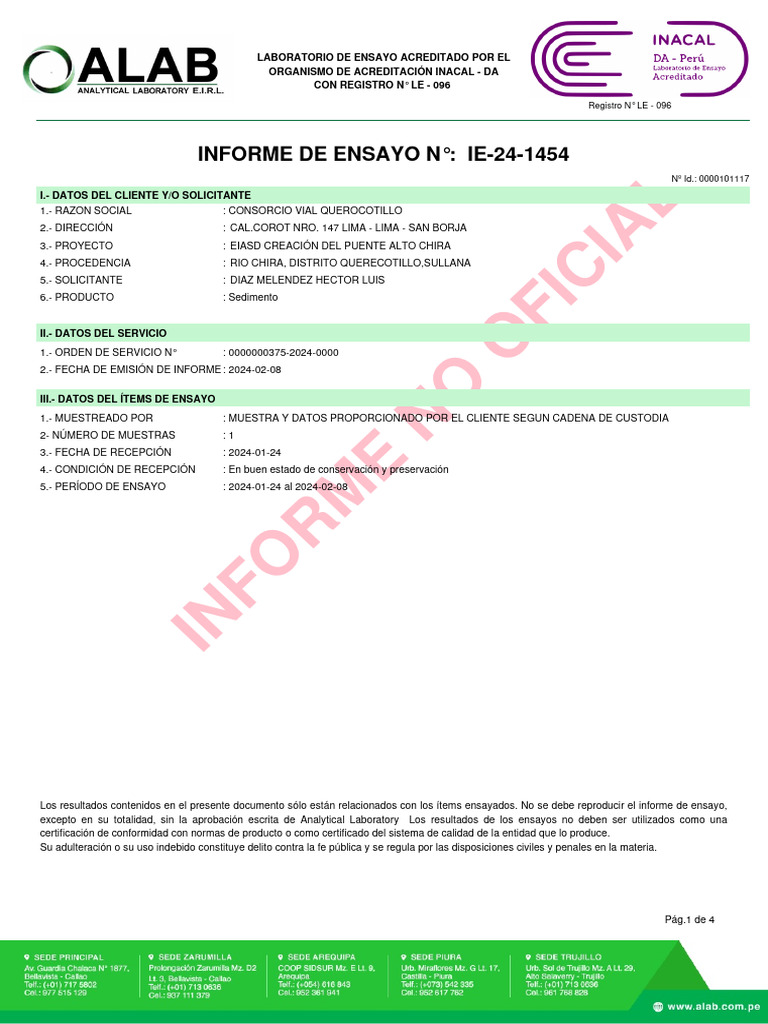 IE-24-1454 Sedimento | PDF | Insectos