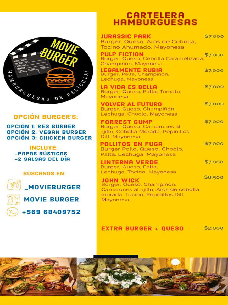 Menu Movie Burger | PDF