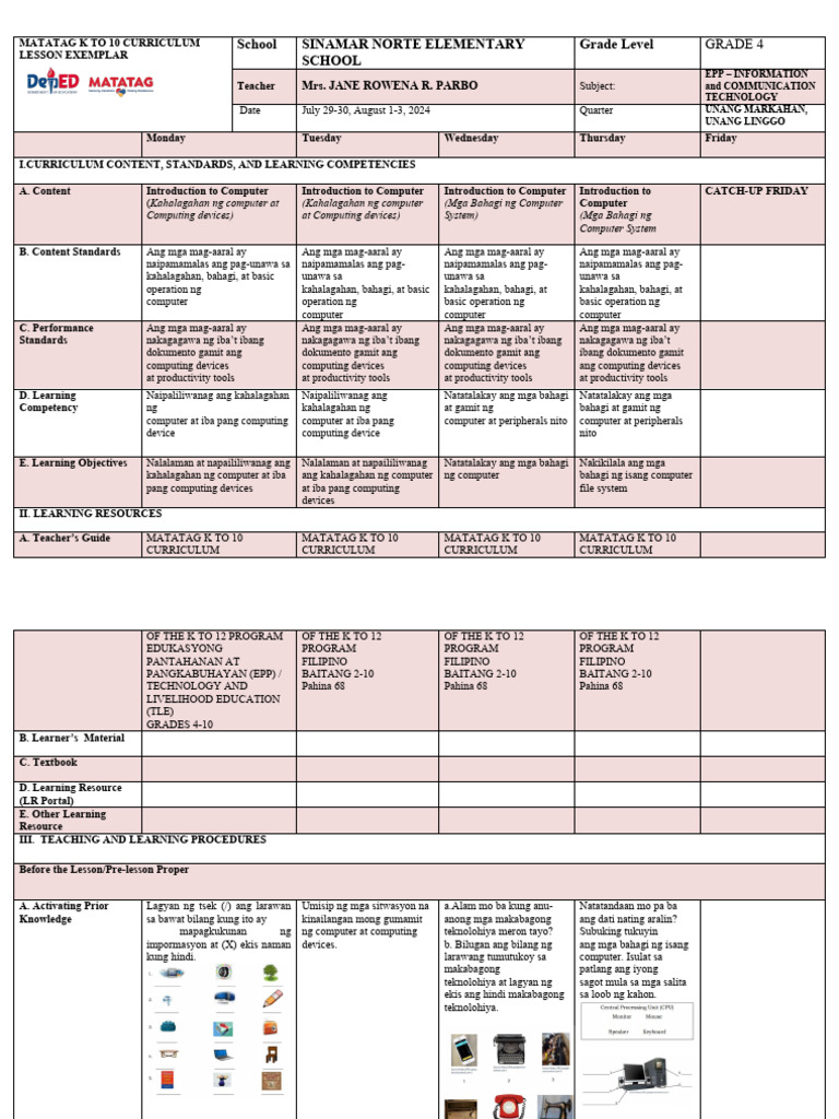Epp-Grade 4-Q1W1 (Matatag Le) - Epp | PDF