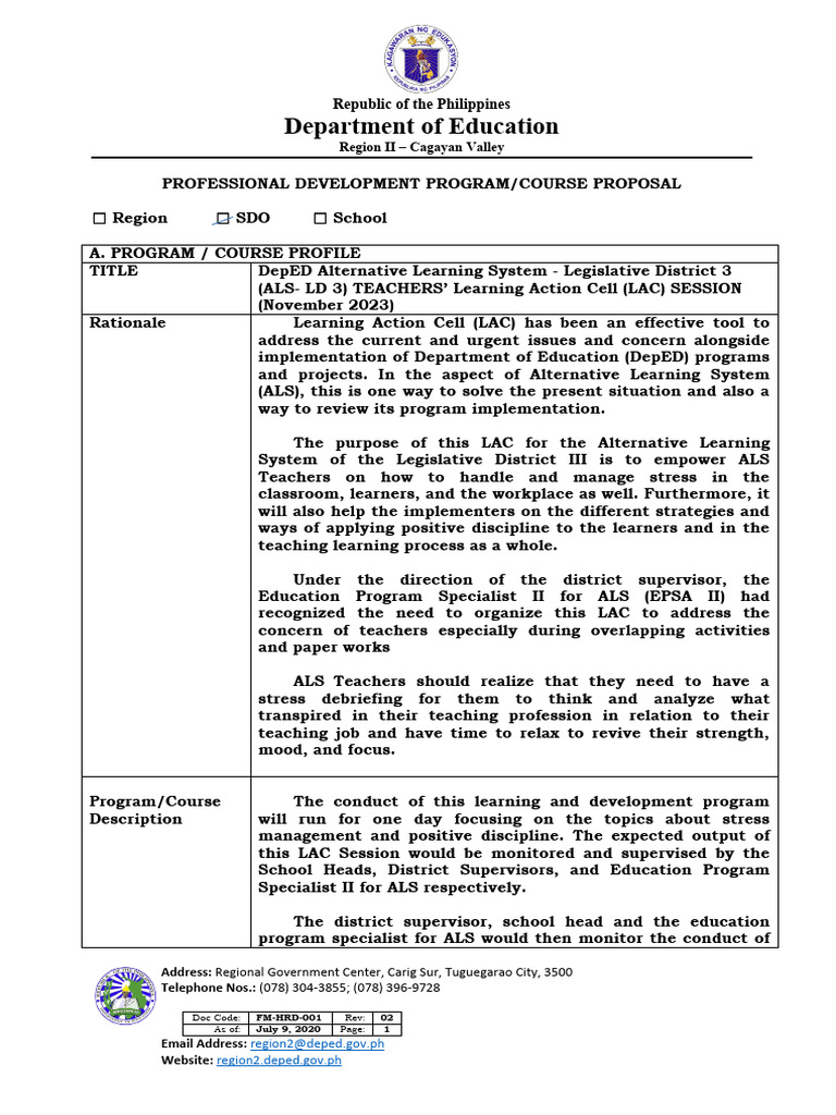 ALS LD 3-Proposal-0n-LAC - Session-Stress Management-Positive ...