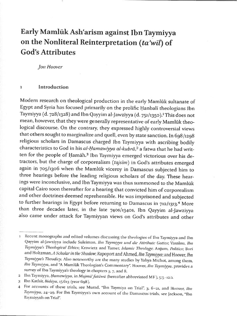 Early Mamluk Asharism Against Ibn Taym | PDF | God In Islam | Religious ...