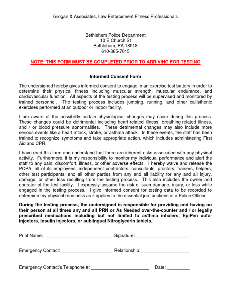 Informed Consent and Med. Clearance Form (1) 2 | PDF | Clinical Medicine