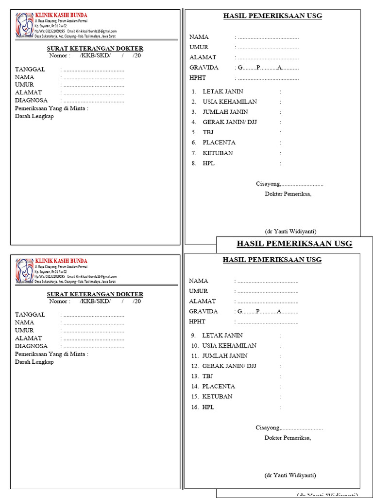 Hasil USG dan Surat Keterangan Dokter | PDF