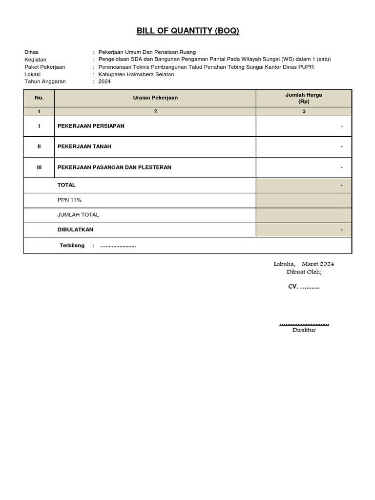 Boq Kantor Pupr-1 | PDF