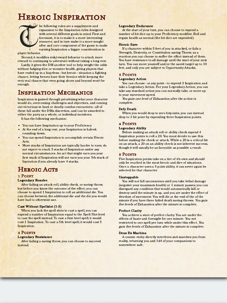 5e DM Tool - Heroic Inspiration - GM Binder | PDF | Gaming