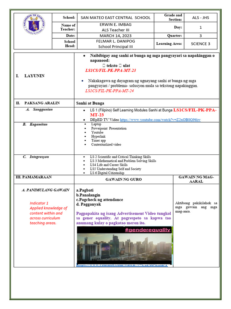 CO1 - Sanhi at Bunga | PDF