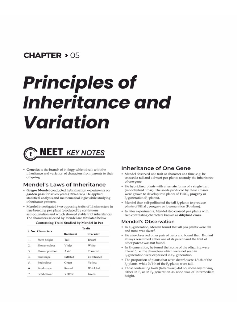 5. Principles of Inheritance and Variation | PDF