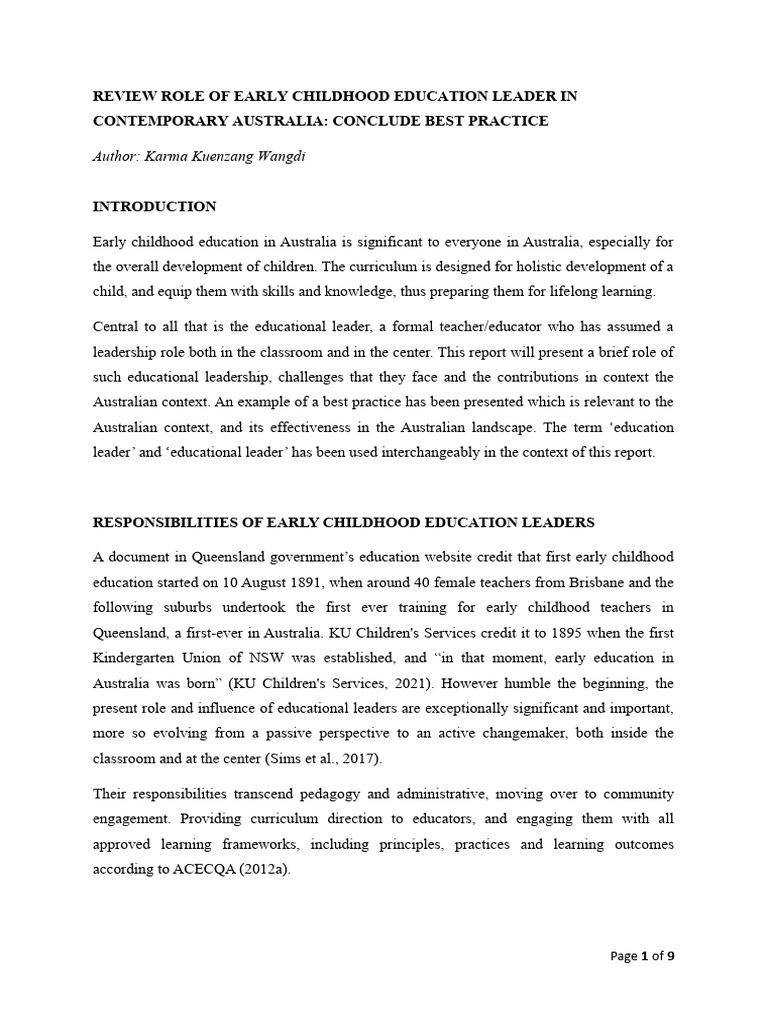 Review Role of Early Childhood Education Leader in Contemporary ...