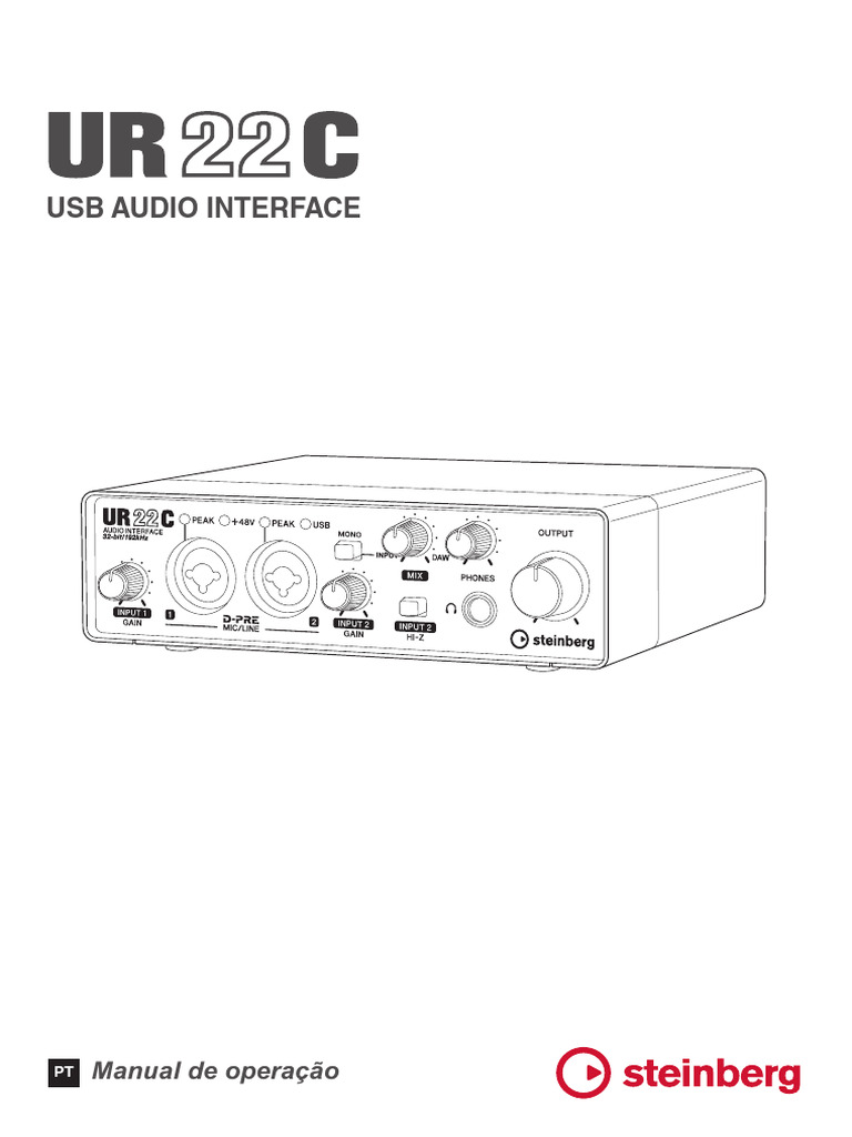 Manual do UR22C: Interface de Áudio USB | PDF | USB | Janela (informática)