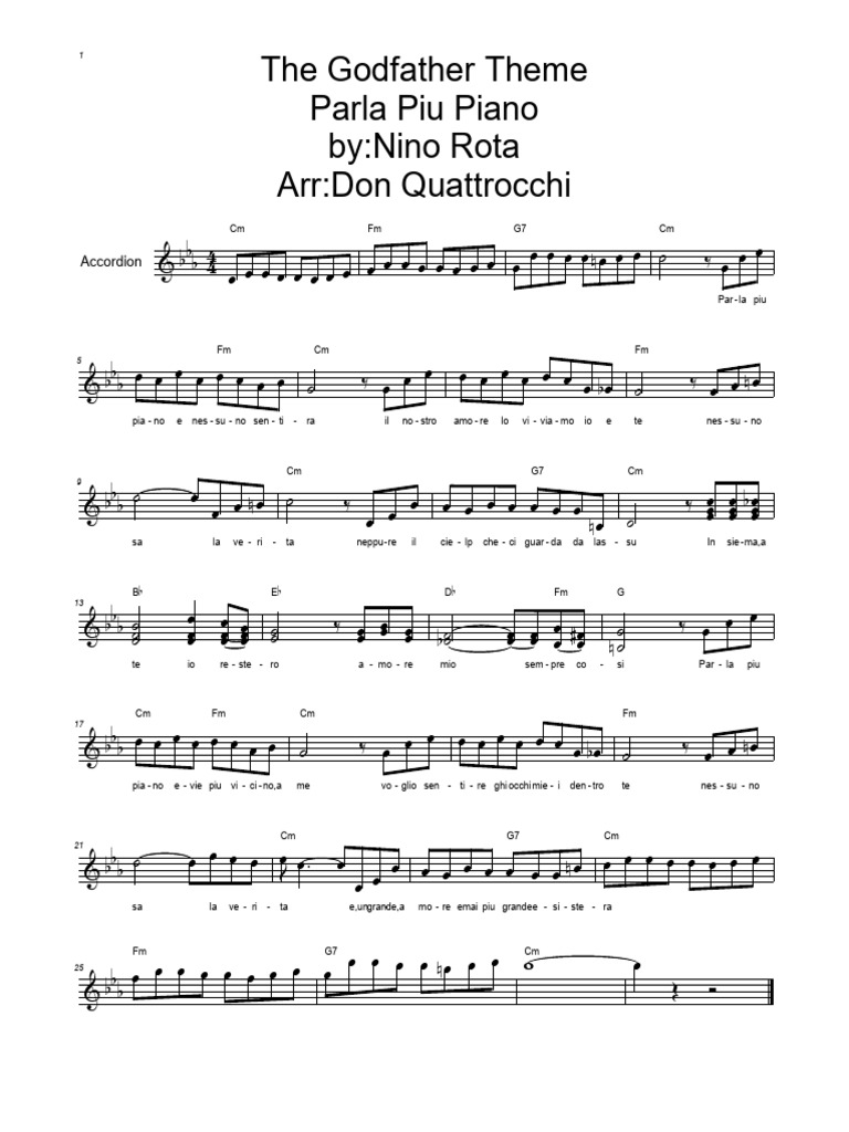 Godfather Theme Accordion Sheet Music | PDF