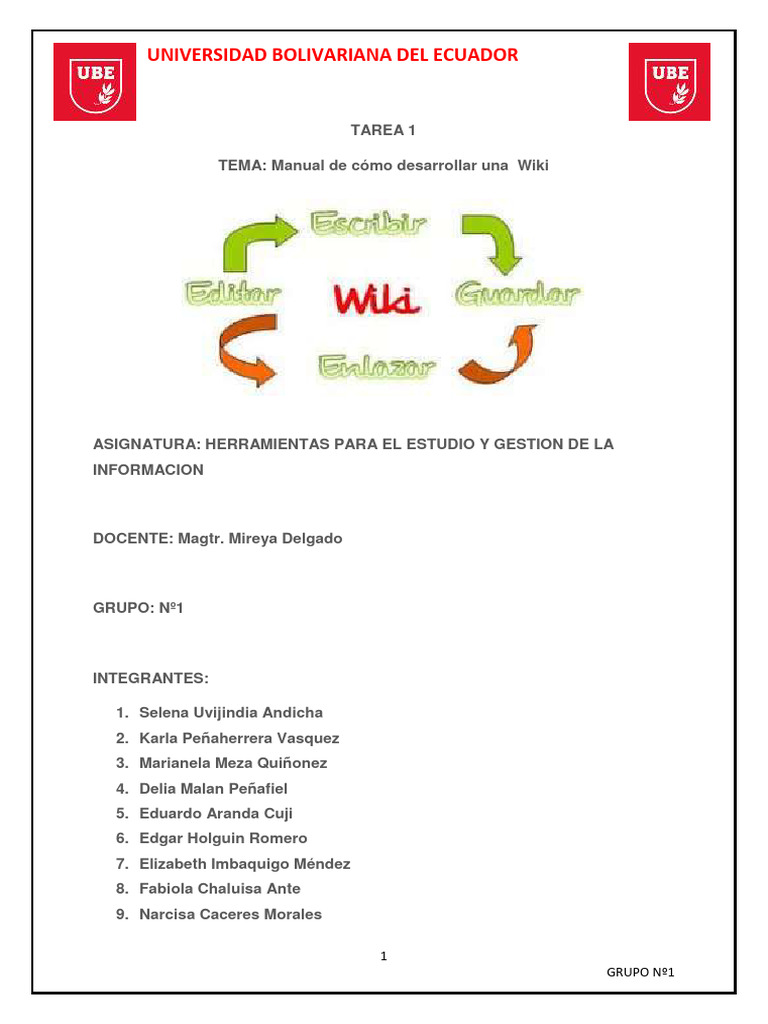 TAREA 1 Wiki | PDF | Wiki | Informática
