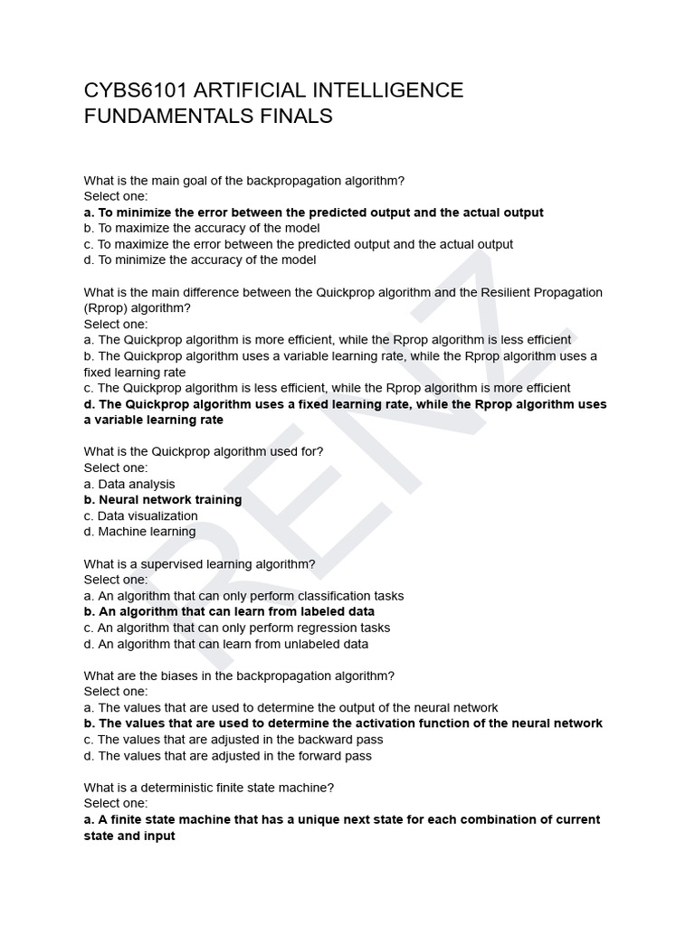 Ai Fundamentals Final Exam | PDF | Support Vector Machine | Artificial ...