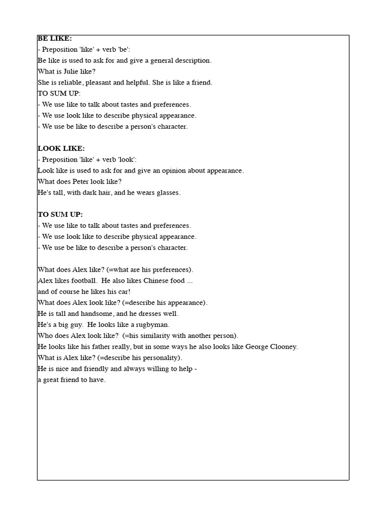 Be Like and Looke Like | PDF