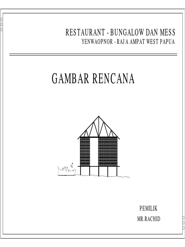 Gambar Rencana Restoran Bungalow Dan Mess MR - Rachid | PDF