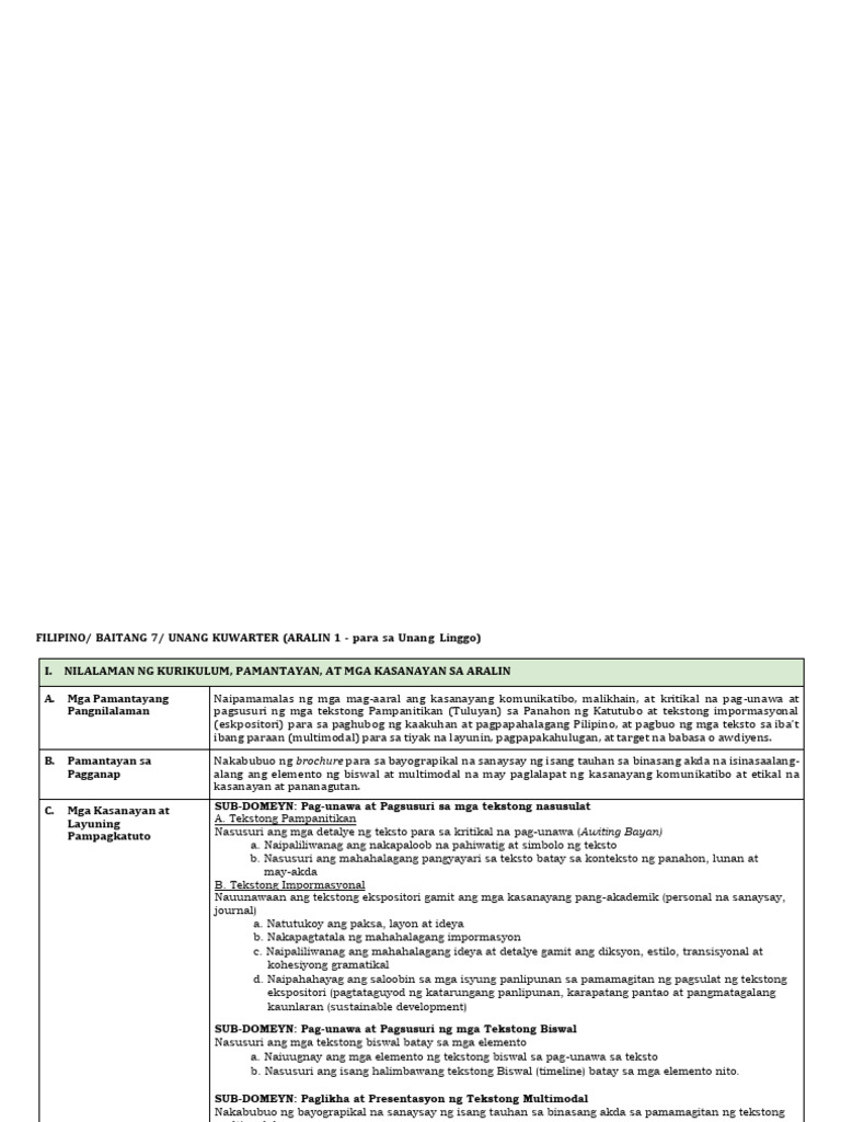 Filipino 7 Sample Lesson Exemplar | PDF