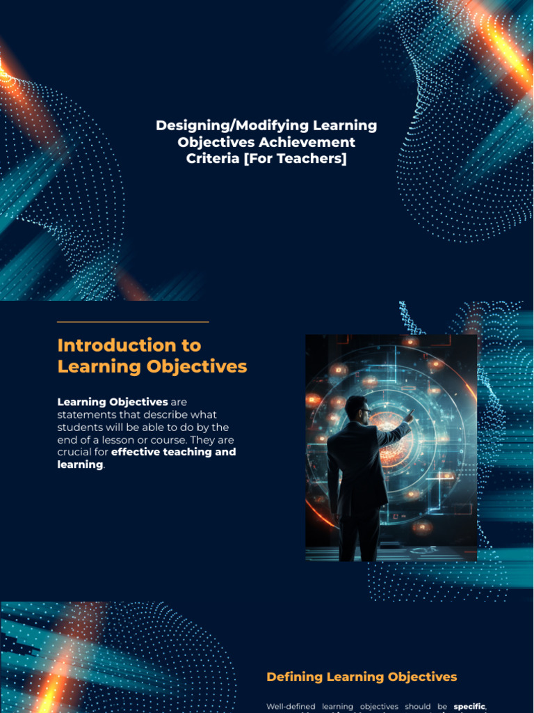 Slidesgo Designingmodifying Learning Objectives Achievement Criteria ...