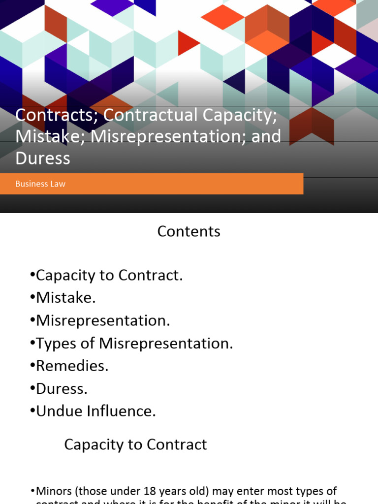Chapter 6-Contractual Capacity | PDF | Misrepresentation | Legal Ethics