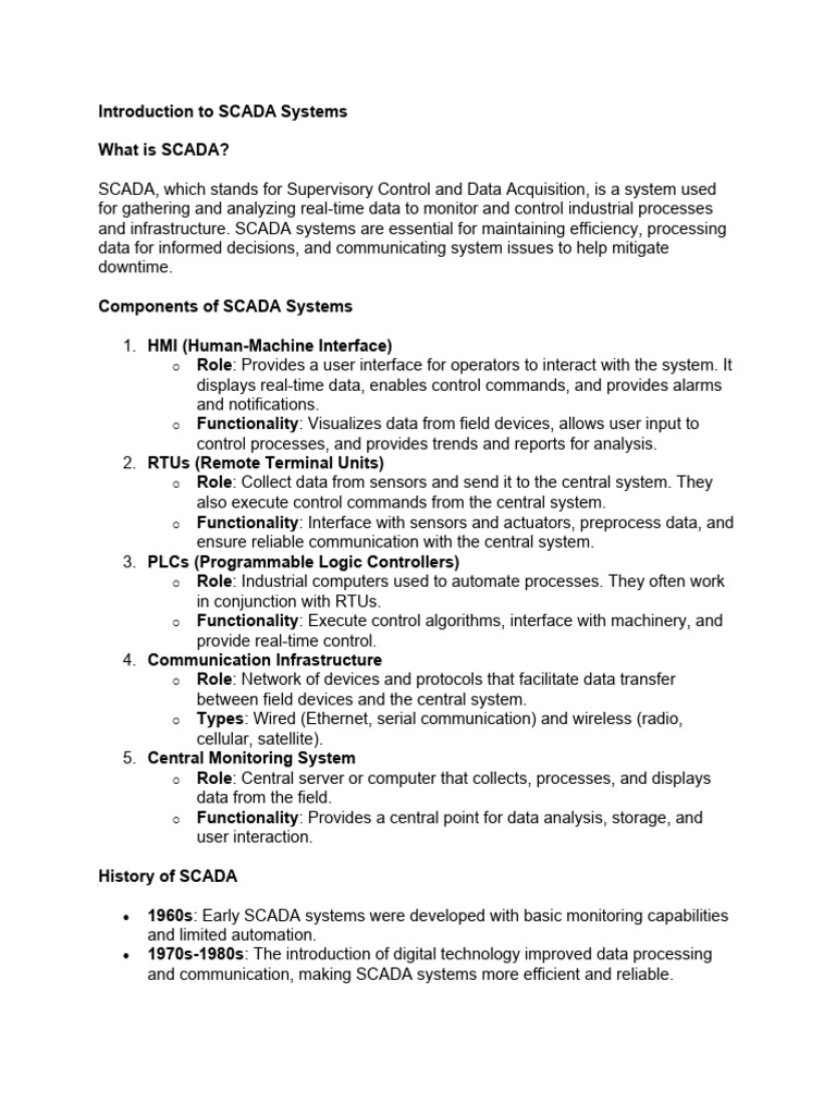 Introduction To SCADA Systems | PDF | Scada | Programmable Logic Controller