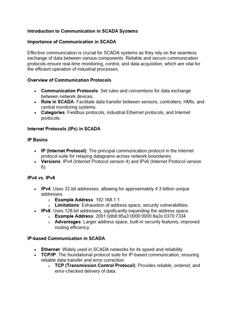 Communication In Scada Systems Pdf Internet Protocols Computer Network