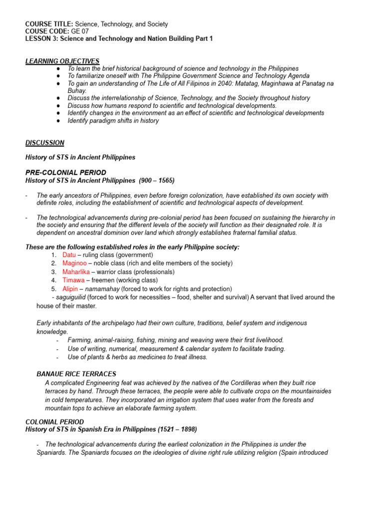 LEARNING MATERIAL-LESSON 3-Science and Technology and Nation Building ...